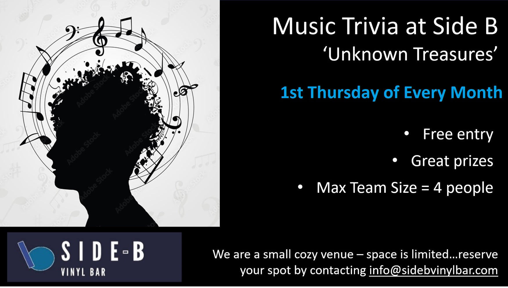 Upcoming Gigs & Events – Side B Vinyl Bar